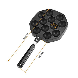 12 Cavities Takoyaki Grill Pan, Aluminum Non-stick Baking Takoyaki Grill Pan Plate Octopus Ball/Pancake Maker