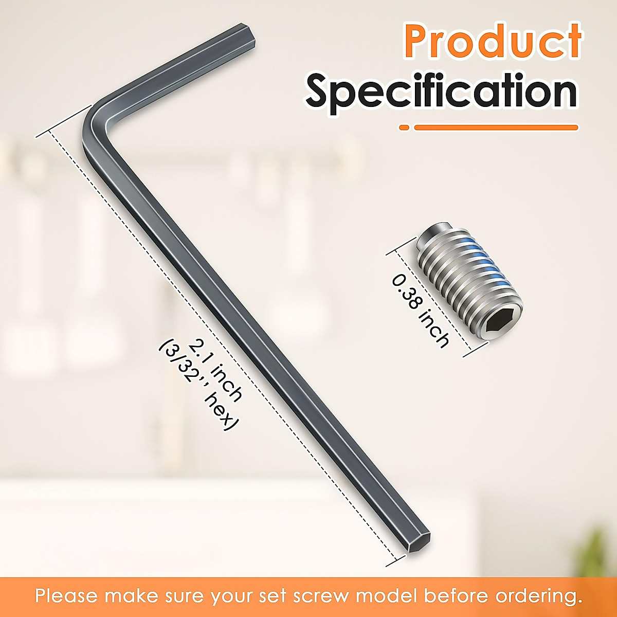 Enhon Set Screw Kit Replacement for 155023, Compatible with Moen Single Handle Kitchen Faucet, Include 5 Set Screws and a Hex Wrench, One Handle Lavatory and Kitchen Faucets Replacement Repair Kit