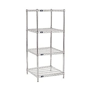 Nexel 24" x 24" x 63", 4 Tier Adjustable Wire Shelving Unit, NSF Listed Commercial Storage Rack, Chrome Finish, leveling feet