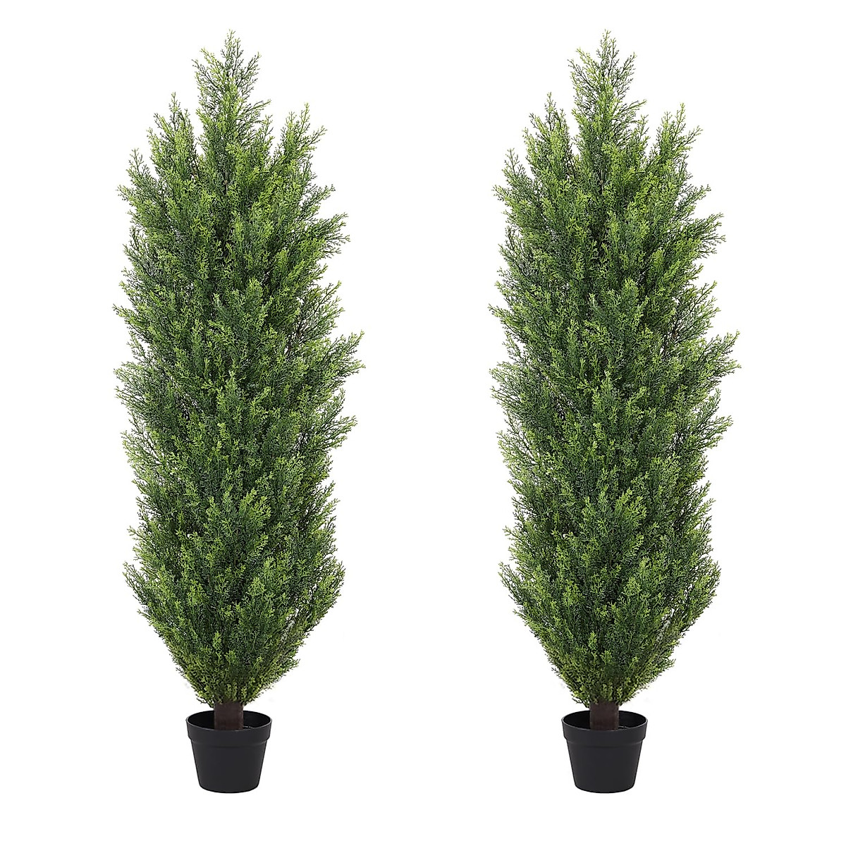 I.C.ELAINE 4 Foot Cedar Pine Topiary Trees Artificial Outdoor Set of 2 Pack, 4ft Fake Evergreen Plants UV Resistant, Faux Cypress Bushes and Shrubs for Front Door Porch Patio Planter Decor 48 Inch