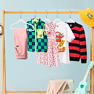 Quality Kids Plastic 30 Pack Non Velvet Non-Flocked Thin Compact Children's Hangers Swivel Hook for Shirts Blouse Coats (White, 30)