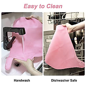 2 Pack Foldable Silicone Slow Cooker Liners, Reusable Crock Pots Silicone Liner Fit 6-8 Quarts Crockpot Leakproof Easy Clean Bags Divider for Oval or Round Pot (Pink+Yellow)