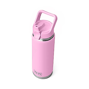 YETI Rambler 26 oz Bottle, Vacuum Insulated, Stainless Steel with Straw Cap, Power Pink