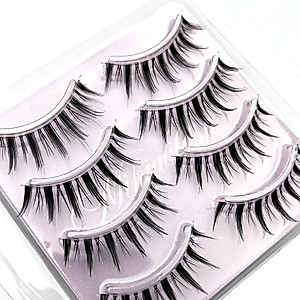 Manga Lashes, Clear Band Anime Lashes 4 Pack, Spiky Anime False Eyelashes Natural Look, Japanese Lashes Looks Like Cluster Manga Lashes Individual, Reusable Cosplay Wispy Strip Eyelashes, Asian Lashes, Style A01 By Mikiwi