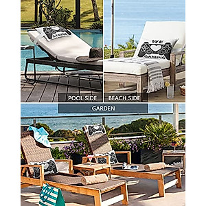 Outdoor Pillows Covers with Inserts WE GAMING Gray Gamepad Continuous Joystick Waterproof Recliner Pillow with Adjustable Strap Throw Pillows for Patio Furniture Pool Lounge Chair, 11x16 inch, 1PCS