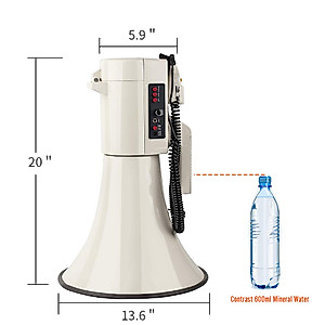 My Mealivos 75 W 2000 Professional Yard Sound Range Heavy PA Bullhorn Megaphone Speaker, Adjustable Volume, Loud Hand Held Megaphone, Outdoor Activities, Coaching, Football, Baseball, Hockey(Ivory)