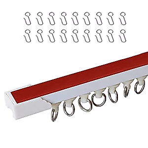 Self Adhesive Ceiling & Wall Curtain Track for Windows 12ft, No Drilling, Screws or Tools Curtain Rail for Bedroom, Shower, Closet and RV - Easy to Install Curtain Rod with Curtain Clips