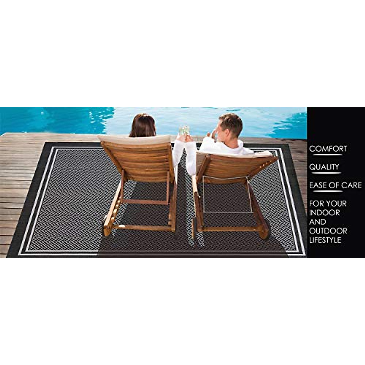 Gertmenian Indoor Outdoor Area Rug, Classic Flatweave, Washable, Stain & UV Resistant Carpet, Deck, Patio, Poolside & Mudroom, 5x7 Ft Standard, Sand Dollar Starfish, Oasis Green, 21268