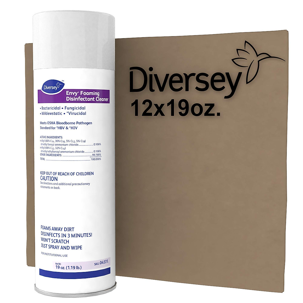 Diversey Envy 04531 Foaming Disinfectant Cleaner, 12 x 19 oz./539 g Aerosol