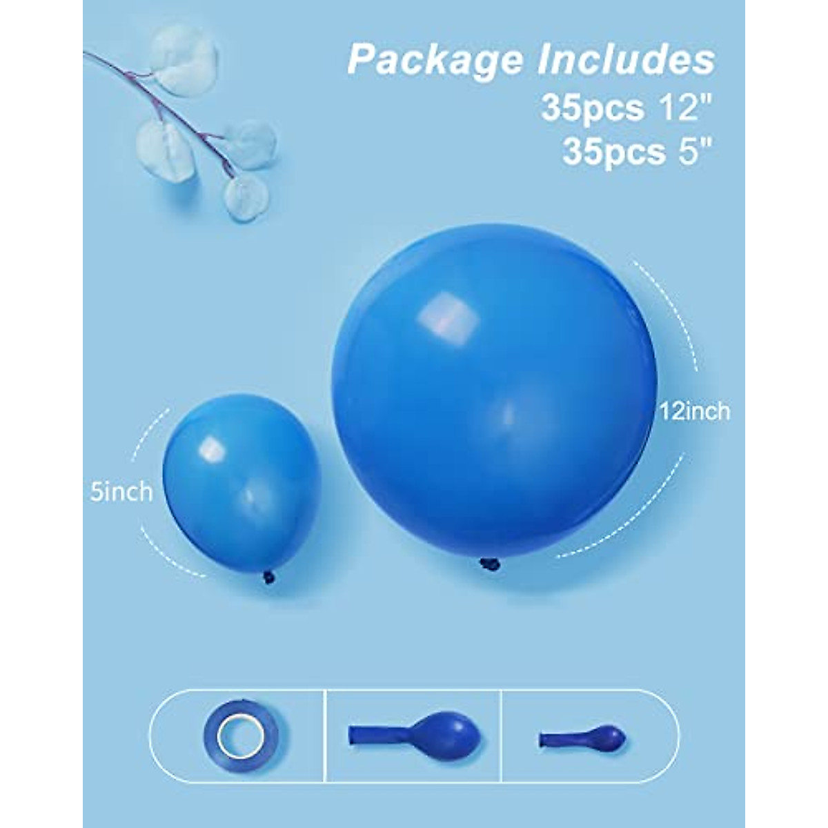 MOMOHOO Royal Blue Balloons 12+5 Inch 70Pcs Birthday Party Balloons, Premium Latex Balloons for Baby Shower Gender Reveal Balloons, Bridal Shower Graduation Balloons Wedding Party Helium Ballons