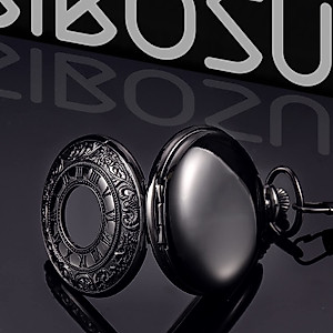 SIBOSUN Pocket Watch Men's Pocket Watches Mechanical Pocket Watch with Chain Roman Numerals Dial Skeleton Men Women - Gifts for Dad, Grandpa, Husband, Boyfriend