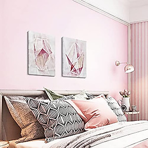 Creoate Pink Wall Decor for Girls Bedroom, Hand Paintd Pink Painting Canvas Print Artwork Framed Set, Abstract Pink Painting for Living Room Wall Decor, 24X36 Inch x2pcs, Ready to Hang