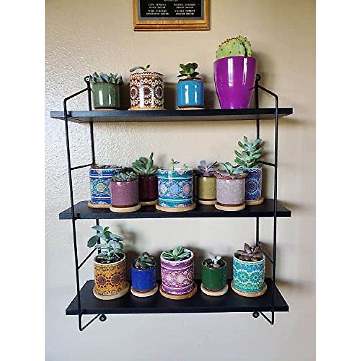 Industrial Wall Mounted 3-Tier Floating Shelf, Adjustable Wall Storage Rack, Decorative Hanging Display Shelf for Bedroom, Living Room, Bathroom, Kitchen, Office