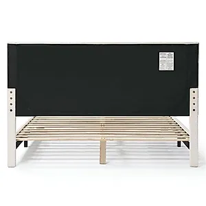 BOWERY HILL Modern Boucle Fabric Mattress Ready Queen Bed in White