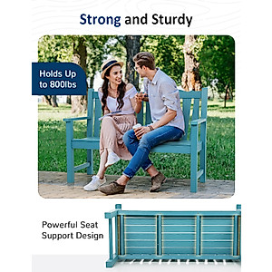 LAHAAP Outdoor Bench Weatherproof, 2-Person Garden Benches for Outdoors, All Weather HIPS Patio Bench Holds up to 800lbs, Never Rot or Fade, Comfort Bench for Porch, Garden, Patio, Backyard and Park
