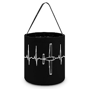 Airplane Pilot Heartbeat Halloween Tote Reusable Trick Or Treat Bucket Pumpkin Party Favor Bags with Hand Strap