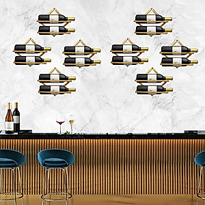 AUHOKY Metal Wall Mounted Wine Holder, Upgrade Foldable Hanging Wall Wine Rack Organizer for 2 Liquor Bottles, Red Wine Bottle Display Hanger with Screws for Home Kitchen Bar Wall Décor