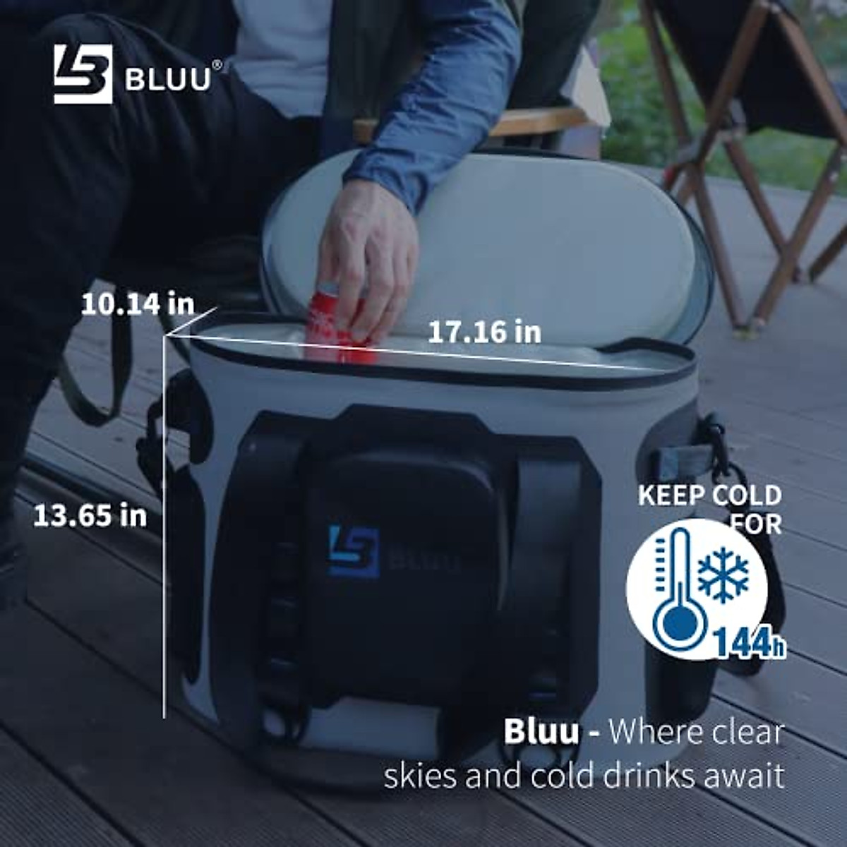 BLUU 25 Quart Cooler Bag, Leakproof Insulated Bag Coolers with HydroLock Zipper (Wolf)