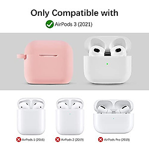 AIRSPO AirPods 3rd Generation Case Cover 2021, Silicone Protective Accessories Skin with Apple AirPods 3 Case with Keychain, Wireless Charging, Front LED Visible (Pink)