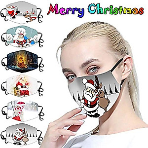 Walsent 1PC Unisex Adults Cartoon Christmas Santa Adjustable Face Bandanas Protective for Xmas Stay Safe, Reusable and Breathable