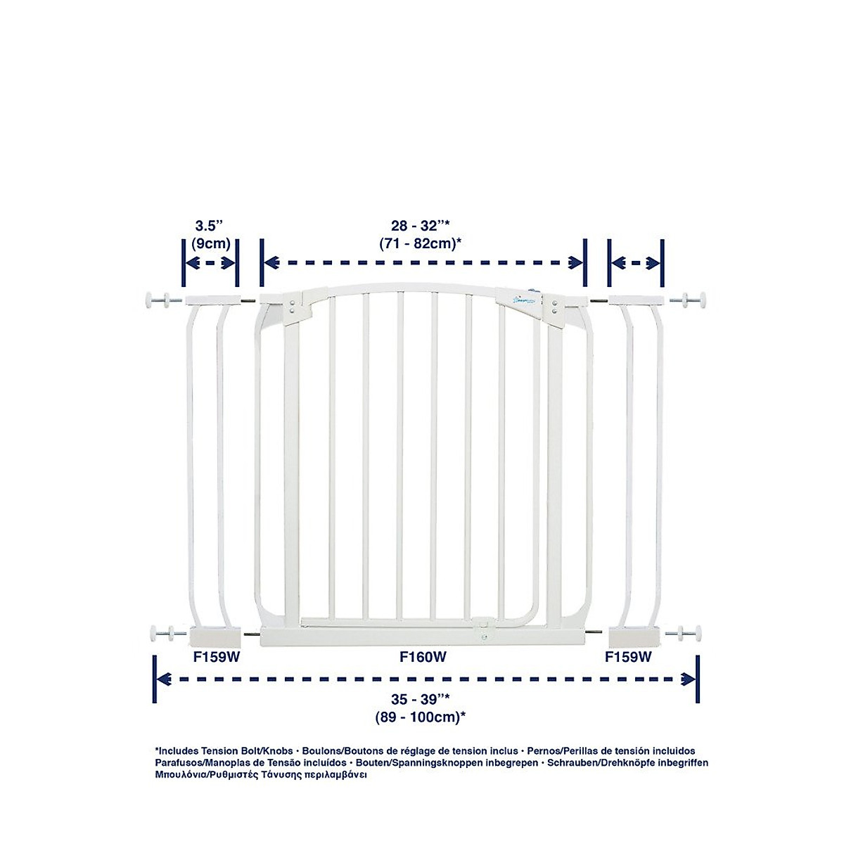Dreambaby Chelsea Auto-Close Security Baby Safety Gate-with Extensions-White (Fits openings with 28-39 Inches wide)-Model L778W