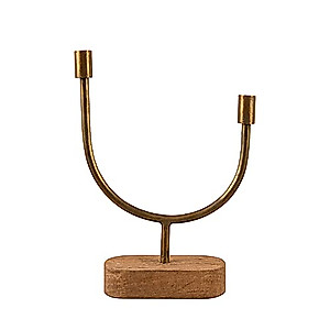 Asymmetrical Wood and Metal Candle Holder
