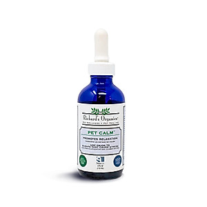 Richard’s Organics Pet Calm, 4 oz. Bottle – Natural Cat and Dog Anxiety Relief – 100% Natural Pet Stress Relief – Drug-Free Calming Drops, Settles Nerves and Reduces Hyperactivity