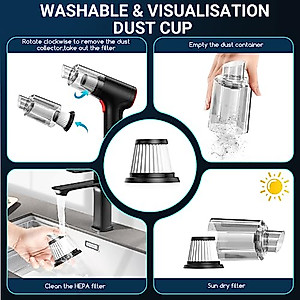 CSCL Handheld Car Vacuum Cleaner High Power Cordless, 120W Portable Wireless Car Vacuum Cleaner Rechargeable with Strong Suction & Air Duster, Mini Hand held Vacuum Cleaner for Car Home