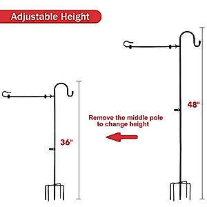 SPIPHY Garden Flag Holder Stand with Shepherd Hook, 48" Weather-Proof Garden Flag Pole with Spring Stoppers and Flag Clip Garden Flag Stand with American Flag(Without Light)