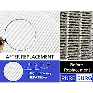 PUREBURG Replacement True HEPA Filter Compatible with HoMedics Total Clean AF-10 AP-15 AR-10 Air Purifiers,Part Number AF-10FL AP-15CRF AF-15,H13 Air Clean Dust VOCs Odor