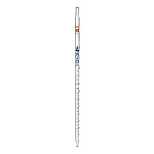 EISCO Serological Pipette, 10ml - Class A, Tolerance ±0.050ml - Blue Graduations - Color Code, Orange - Calibrated for Delivery to Jet - Borosilicate Glass