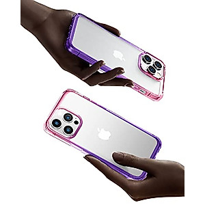 Mkeke for iPhone 14 Pro Case, [Military Grade Protection] [Not Yellowing] Shockproof Phone Case for Apple iPhone 14 Pro 2022 - Pink to Purple