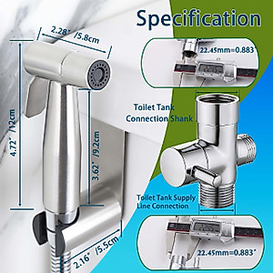 Bidet Sprayer for Toilet, Handheld Sprayer Kit with Adjustable Jet Spray for Toilet Bidet Cloth Diaper Sprayer Set Feminine Hygiene Cleaning Premium Stainless Steel Muslim Shower Toilet Sprayer