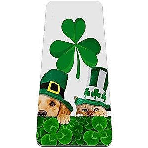 Yoga Mat, Yoga Mats for Home Workout, Workout Mat, Exercise Mats, Pilates Mat, St-Patrick's Day dog clover green pattern