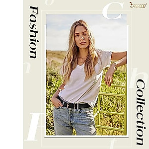 JASGOOD Women Black Pu Leather Belt for Jeans Pants Gold Buckle Lady Fashion Dress Waist Belt(Black,Fit Waist Size 26-30inch)