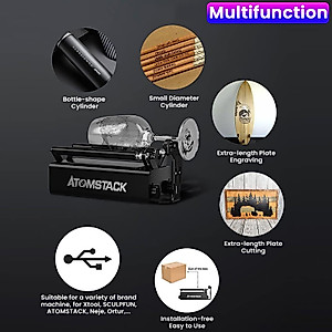ATOMSTACK R3 Pro Laser Rotary Roller, Engraving Auxiliary Module for Laser Engraver, 360° Y-axis Rotating Roller for Carving of Goblet/Cylindrical/Round/Oversized Objects (R3 Pro Rotary Roller)