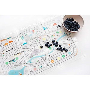 Disposable Placemats for Baby Toddlers Kids, Table Topper Disposable Placemats - Biodegradable BPA-Free Premium Super Sticky Stick-on Place Mats - Roadmap by Mini Explorers (60 Count)