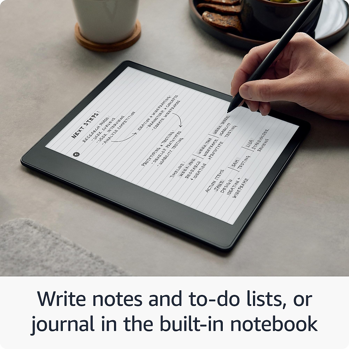 Introducing Kindle Scribe (64 GB), the first Kindle for reading and writing, with a 10.2” 300 ppi Paperwhite display, includes Premium Pen