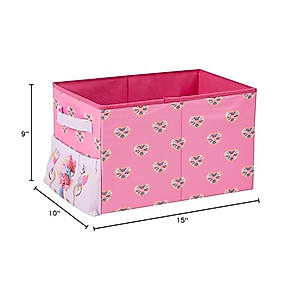 Idea Nuova Dreamworlds Trolls Kids Collapsible Storage Organizer Bin with Front Pocket,9" H x 10" W x 15" L