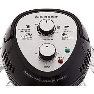 Big Boss 16Qt Large Air Fryer Oven – Extra Large Halogen Oven Cooker with 50+ Air Fryers Recipe Book for Quick + Easy Meals for Entire Family, AirFryer Oven Makes Healthier Crispy Foods – Black