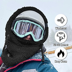 Senllen Balaclava Cold Weather Fleece Windproof Ski Mask Winter Breathable Thermal Face Mask Neck Warmer Scarf Helmet Hood for Men/Women Black
