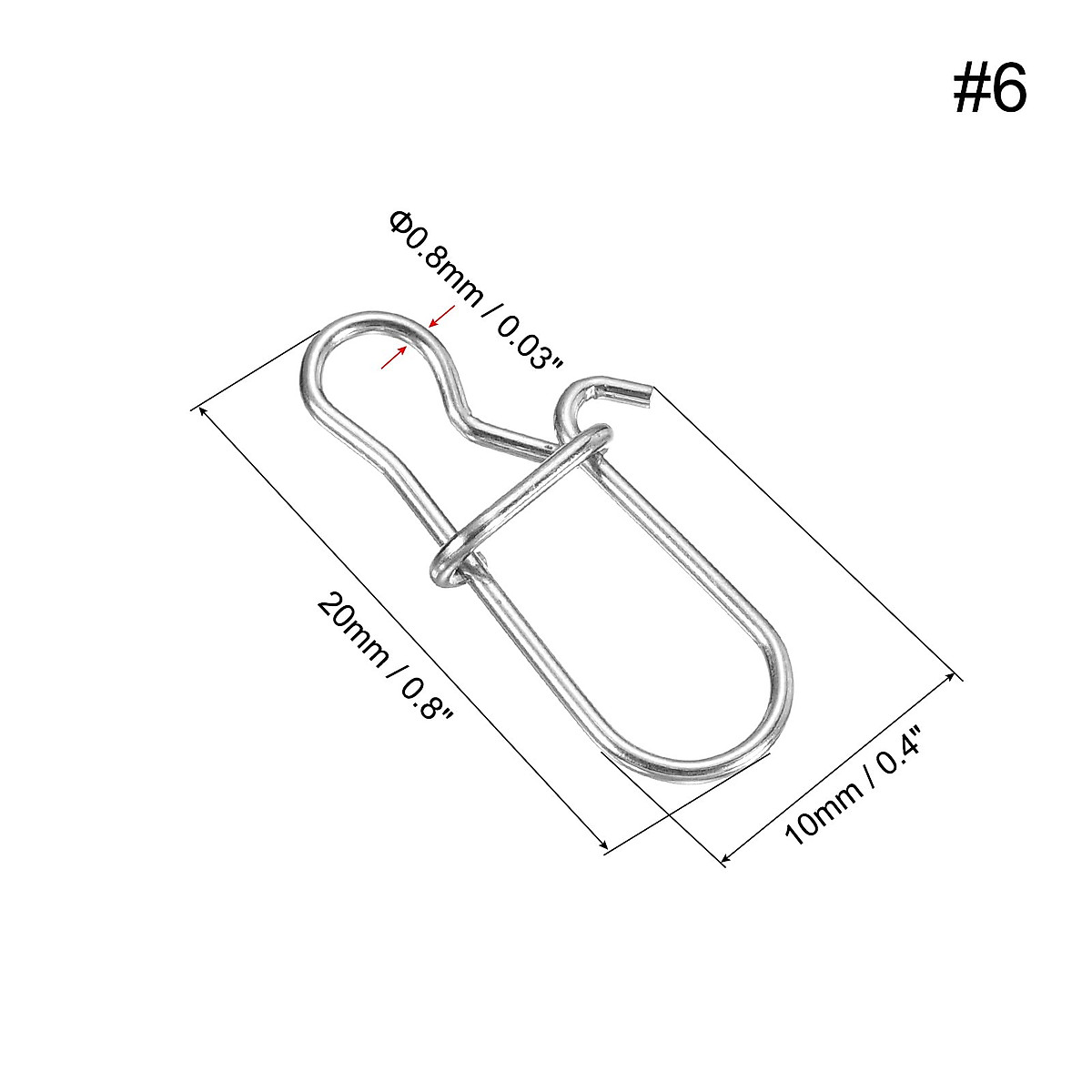 PATIKIL Fishing Snaps, 100 Pack 81.5LBS Stainless Swivel Tackle Kit Fishing Clips Lure for Saltwater Freshwater, Silver