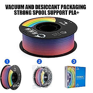 Creality PLA Filament Pro Rainbow, 1.75mm 3D Printer Filament, Ender PLA + (Plus) Printing Filament, 1kg(2.2lbs)/Spool, Dimensional Accuracy ±0.03mm. Fit Most FDM Printer