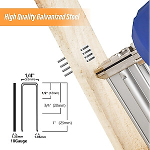 SITLDY 2800-Count 18 Gauge 1/4" Narrow Crown Staples 1/2"-1200, 3/4"-800, 1"-800, Heavy Duty Galvanized, Assorted Size Project Pack, for Pneumatic, Electric Stapler (Silver)