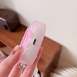 MINSCOSE Cute Airpod Pro Clear Case,Cute Graffiti Butterfly Pattern Design with Pretty Pink Flower Crystal Keychain Soft TPU Smooth Shockproof Compatible with Airpods Pro Charging Case for Girls Women