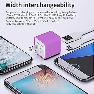 ZUQIETA iPhone Charger Cable, 3Pack (Apple MFi Certified) Data Sync Charging Cords with 3Pack USB Wall Charger Travel Plug Adapter Compatible iPhone 12 Pro/11 Pro/Xs/XR/X/8/8Plus and More-Purple