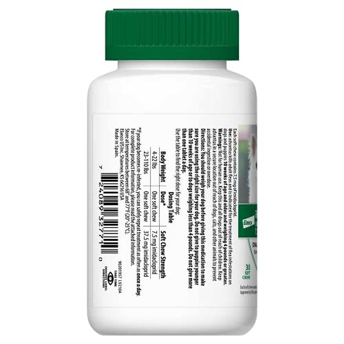 Advantus (Imidacloprid) Chewable Flea Treatment for Small Dogs, 30 Count, 4-22 Pounds