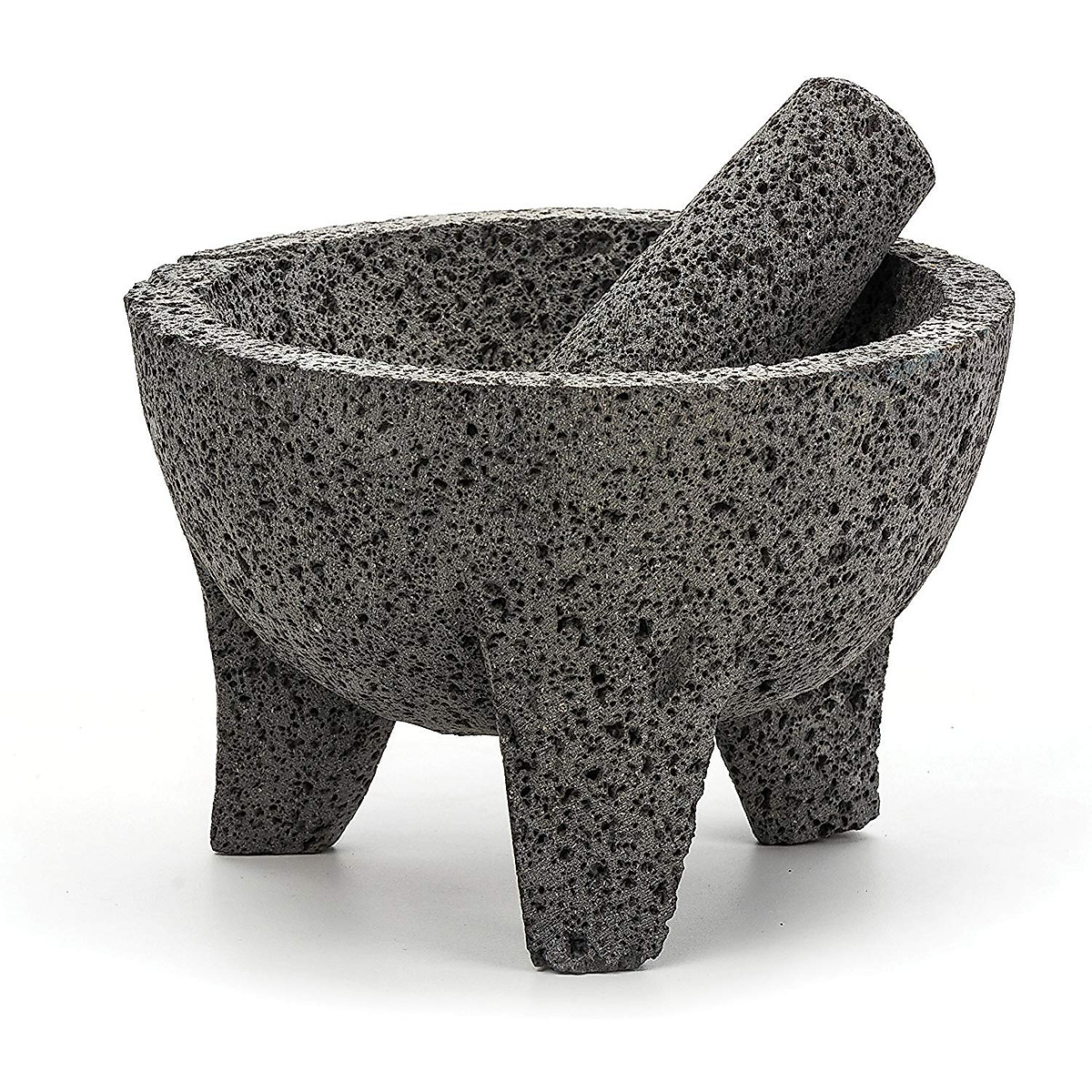 RSVP International Authentic Mexican Molcajete, 8.5" x 5", Natural Volcanic Stone