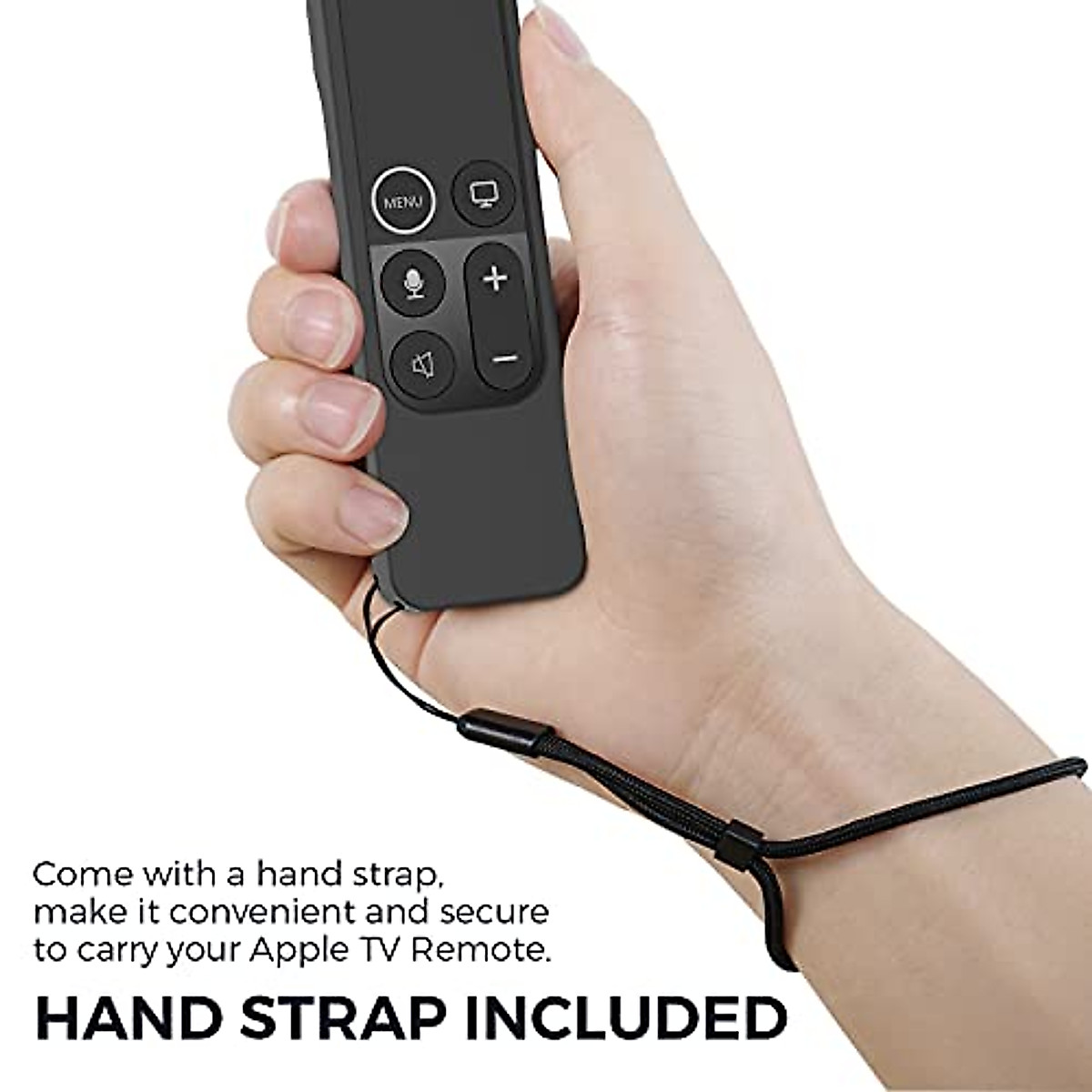AhaStyle Protective Case for Apple TV Remote with AirTag Holder, Anti Slip Silicone Cover Compatible with 2017 Apple TV 4K [1st Generation] and 2016 Apple TV HD (Black)