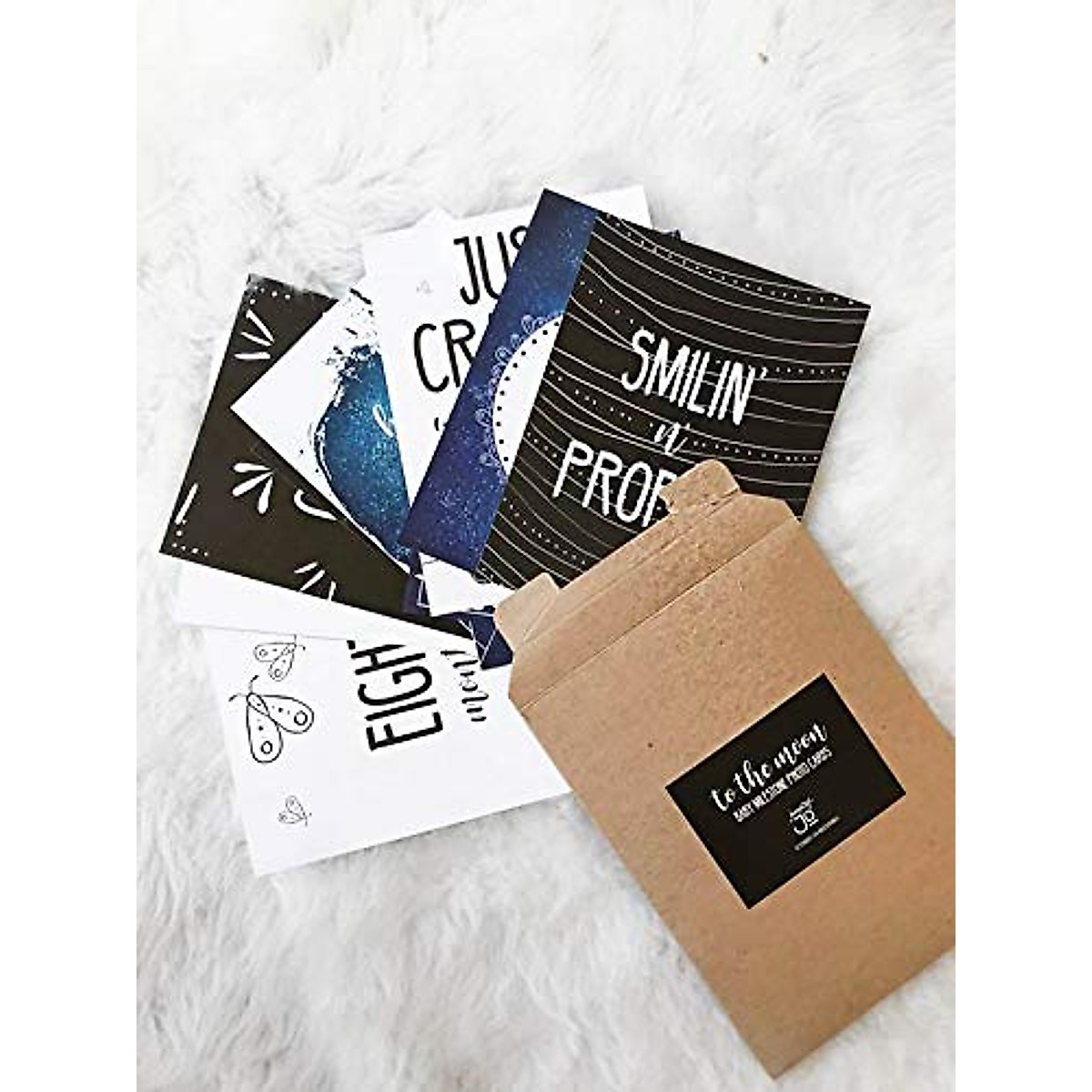 JumpOff Jo - Baby Gift Set with 100% Cotton Crib Sheet, Minky Security Blanket Lovey, and Monthly Milestone Photo Cards, Includes Gift Box - Mama Bear Blue